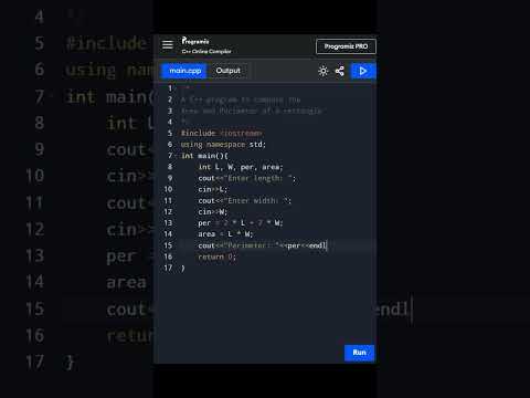 C++ Perimeter and Area of Rectangle Kids Coding