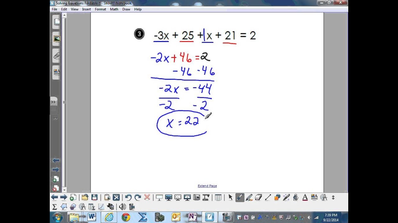 Multi Step Equations Foldable