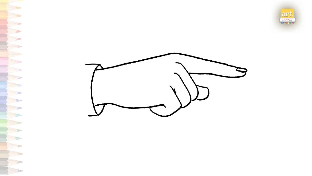 Pointing hand drawings | Outline drawings | How to draw Pointing hand step by step | #artjanag