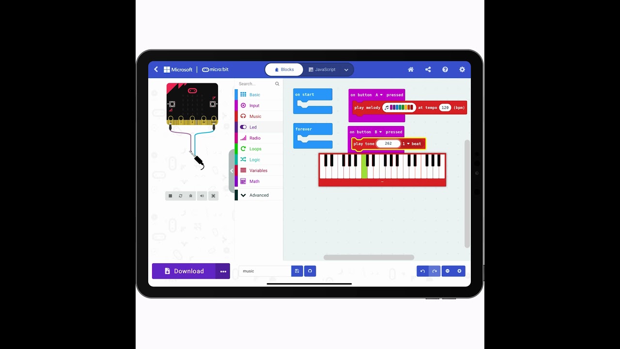 Microbit Music - coding Music with Microbit on an iPad - tutorial