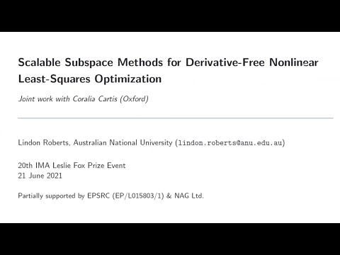 20th IMA Leslie Fox Prize - Scalable Subscape Methods for Derivative-Free NLS Optimization