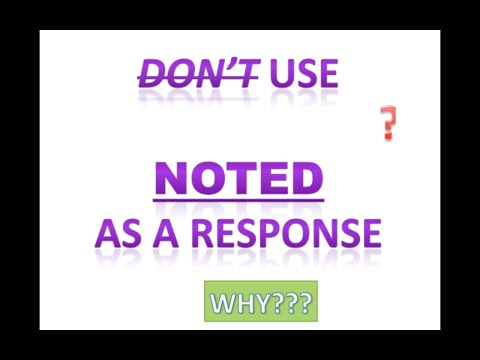 LESSON 20: NOTED AS A RESPONSE