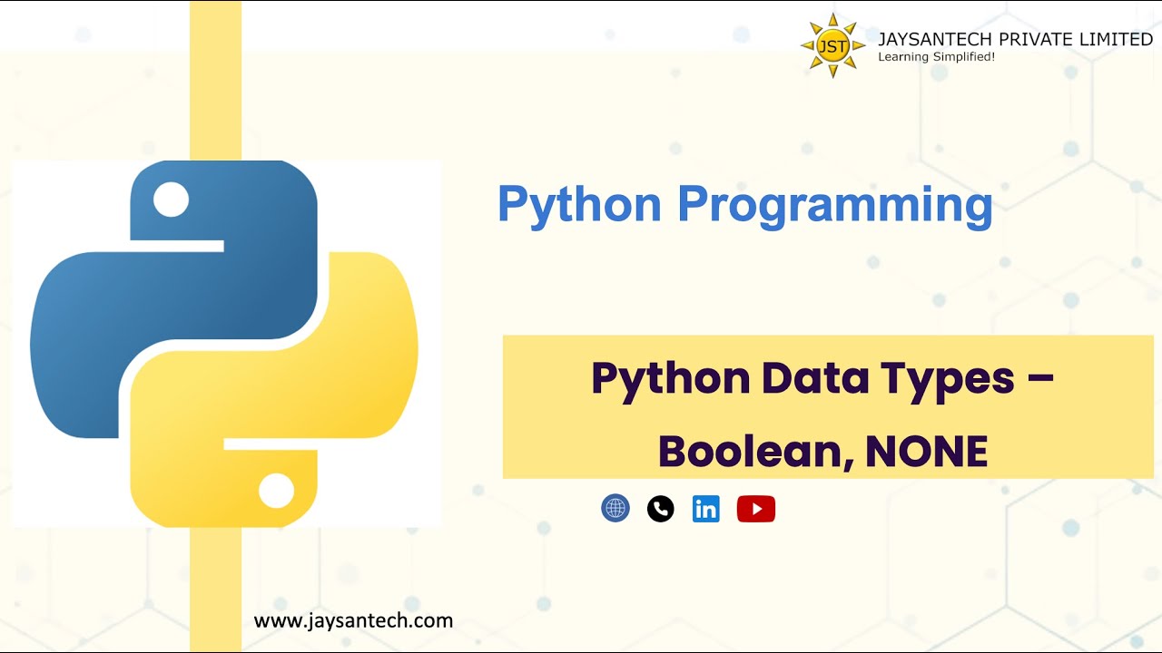 Python Data Types - Boolean,None