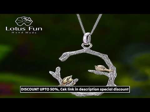 Lotus Fun Real 925 Sterling Silver Natural Original Fine Jewelry 18K Gold Bird on Branch P