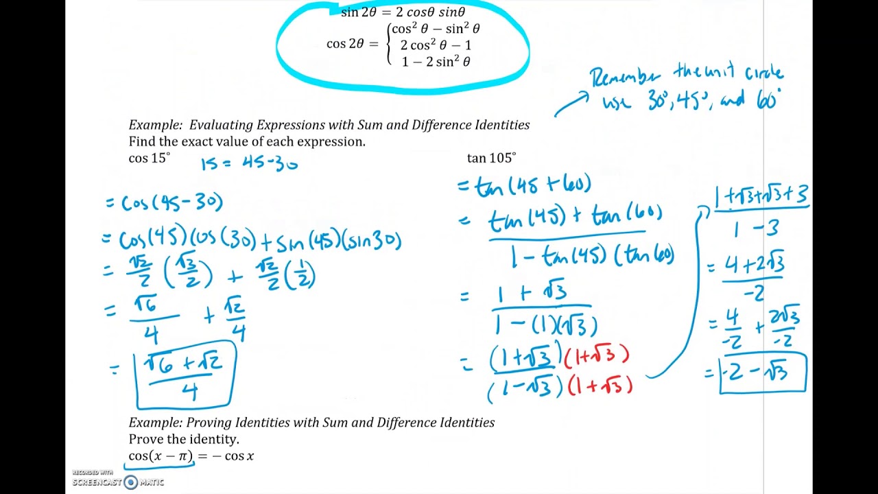 14 4 Sum and Difference Identities