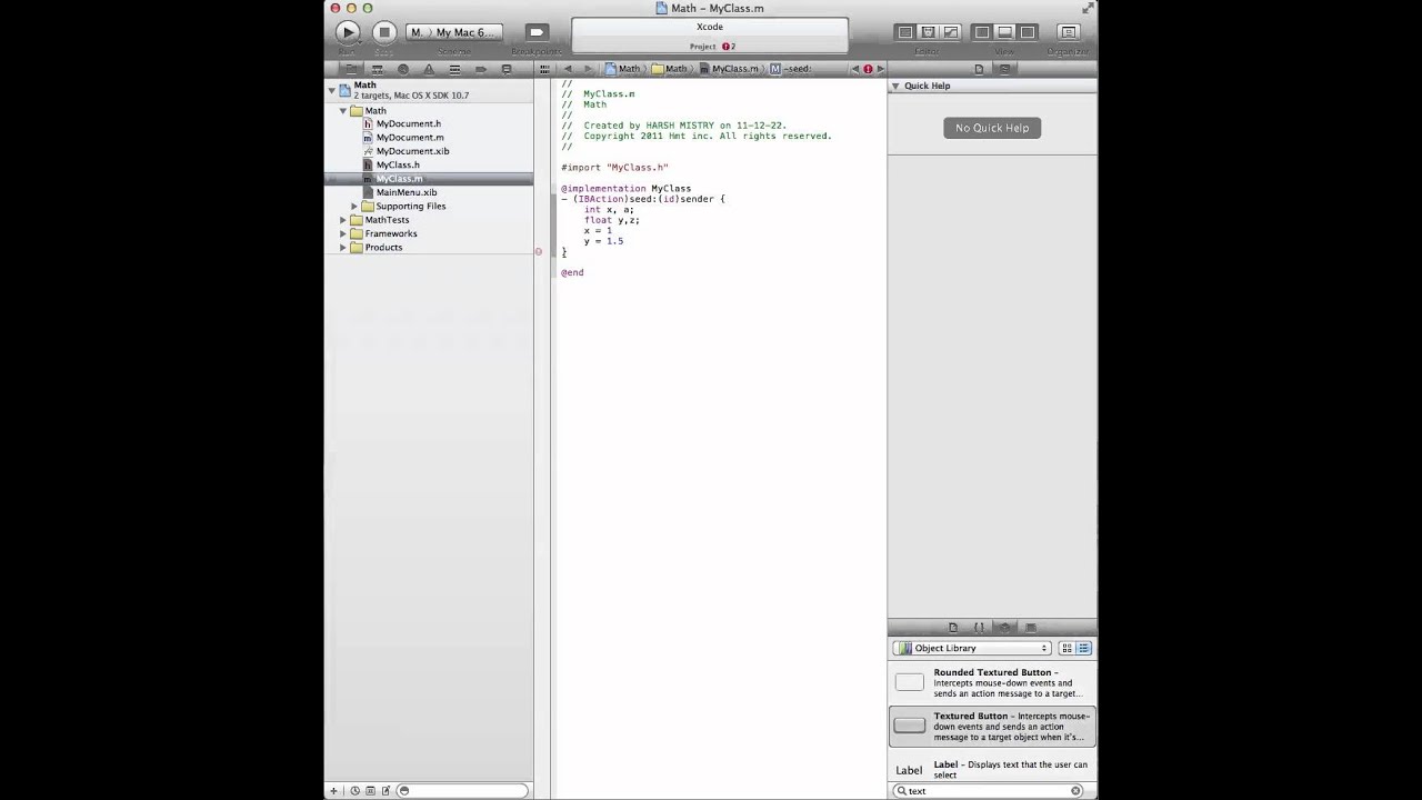 Xcode Basics : Basic Math