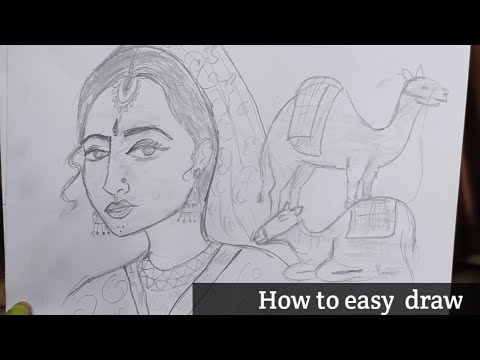 How to draw Rajasthani girl sketch outline step by step#viral #sketchartist #newyear2024 #ANJULA ♥️🎀