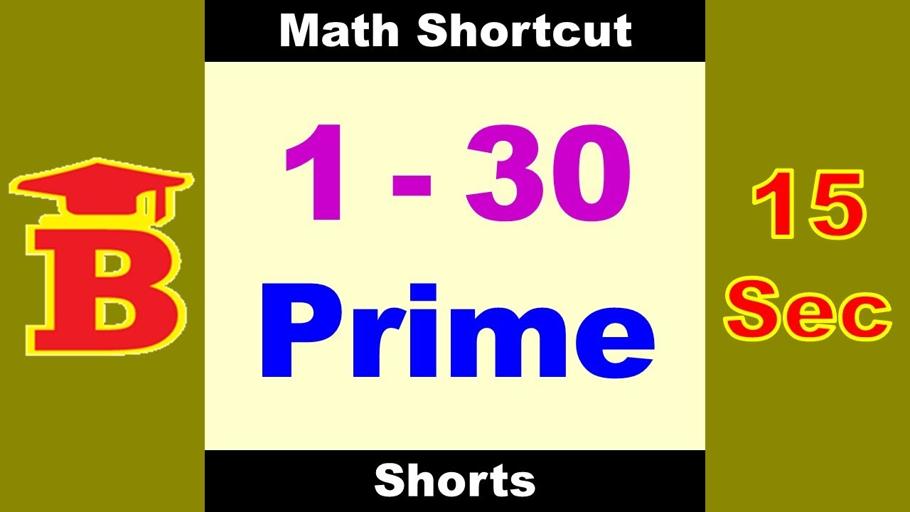 1 to 30 Prime Numbers Trick
