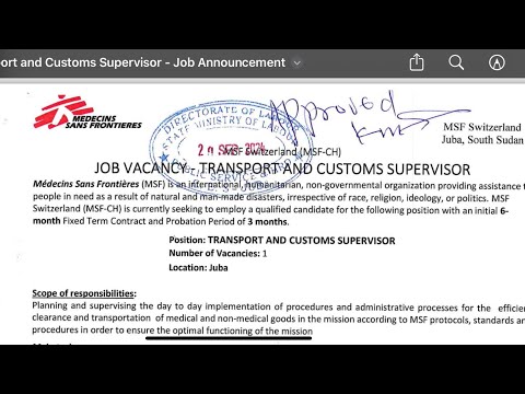 Job in south Sudan Juba MSF org free vacancy