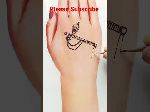 Murli Tattoo Mehndi Design On Hand||Krishna Mehndi Design#shorts #short