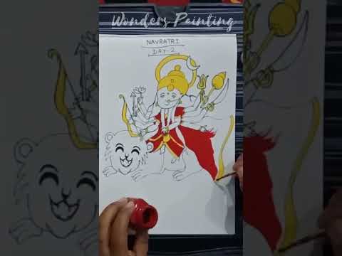 Durga Maa Drawing। Navratri Special।Mata Chandraghanta। 9 forms of Durga। Durga Puja Day 3 #trending