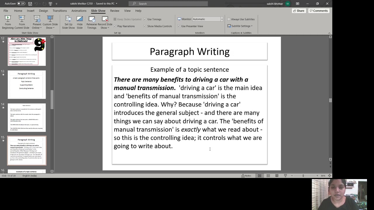 Paragraph Writing ppt presentation by Sakshi Khotkar