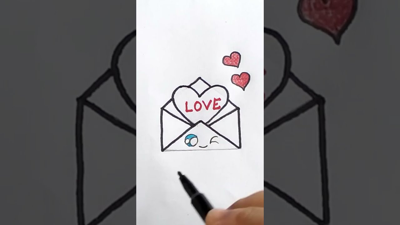 Cute Cartoon Love Letter Drawing For Kids #shorts