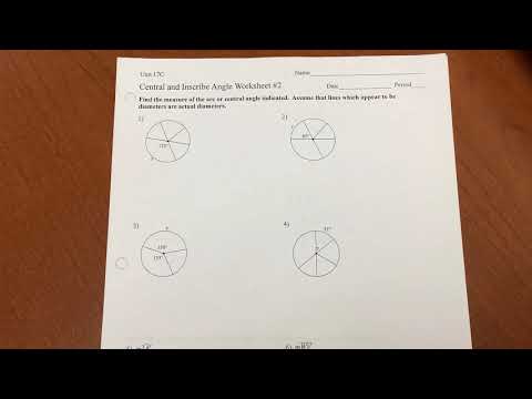 Central and Inscribed Angles Worksheet #2