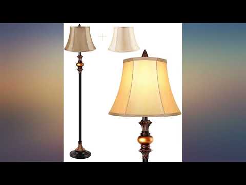 Floor Lamps for Living Room, Royal Bronze Standing Lamp with 2 Faux Silk Shades, review