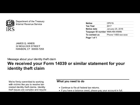 How to Understand Your CP01S Notice (Receipt of Identity Theft Affidavit)