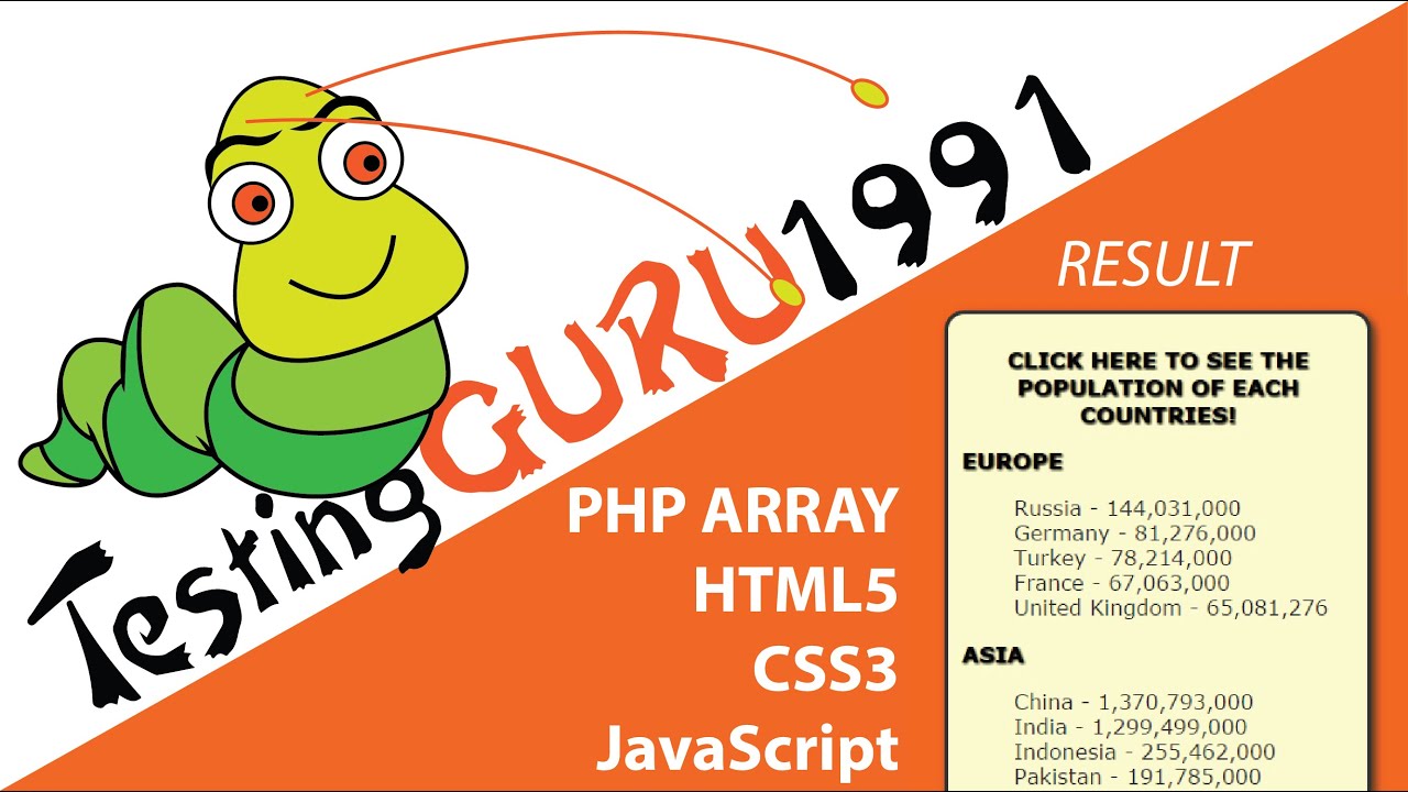 PHP Array, HTML5, CSS3 and JavaScript all in one web page