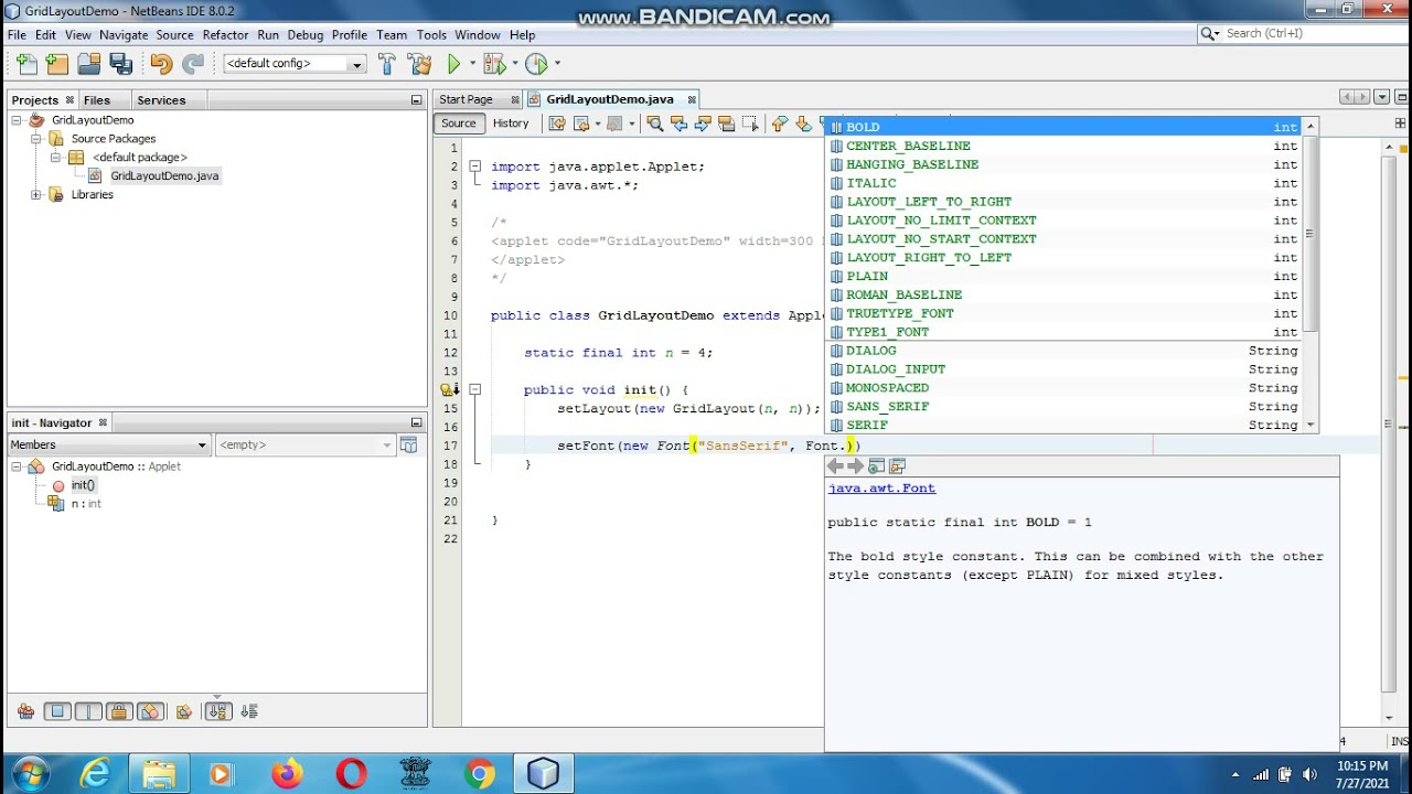 Java the complete Reference Ninth Edition (Chapter 26) Example (14) GridLayout