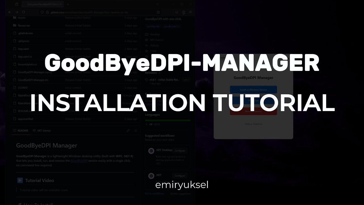 GitHub - emiryuksel/GoodByeDPI-Manager: GoodByeDPI Manager is a lightweight WPF (.NET 8) tool to ...
