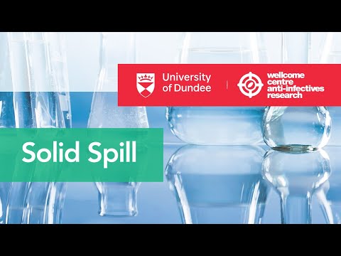 How to handle a solid chemical spill in a fume hood