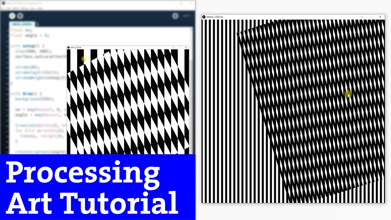 Ep.21 Processing tutorial | Moiré Pattern 1 with Lines and DIFFERENCE (Creative coding art)