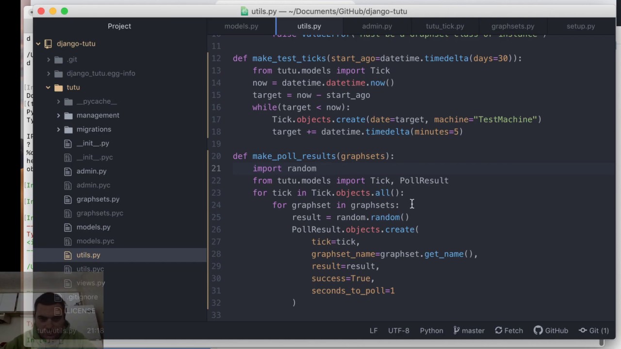Python/Django live coding Part 8 - Adding Test data