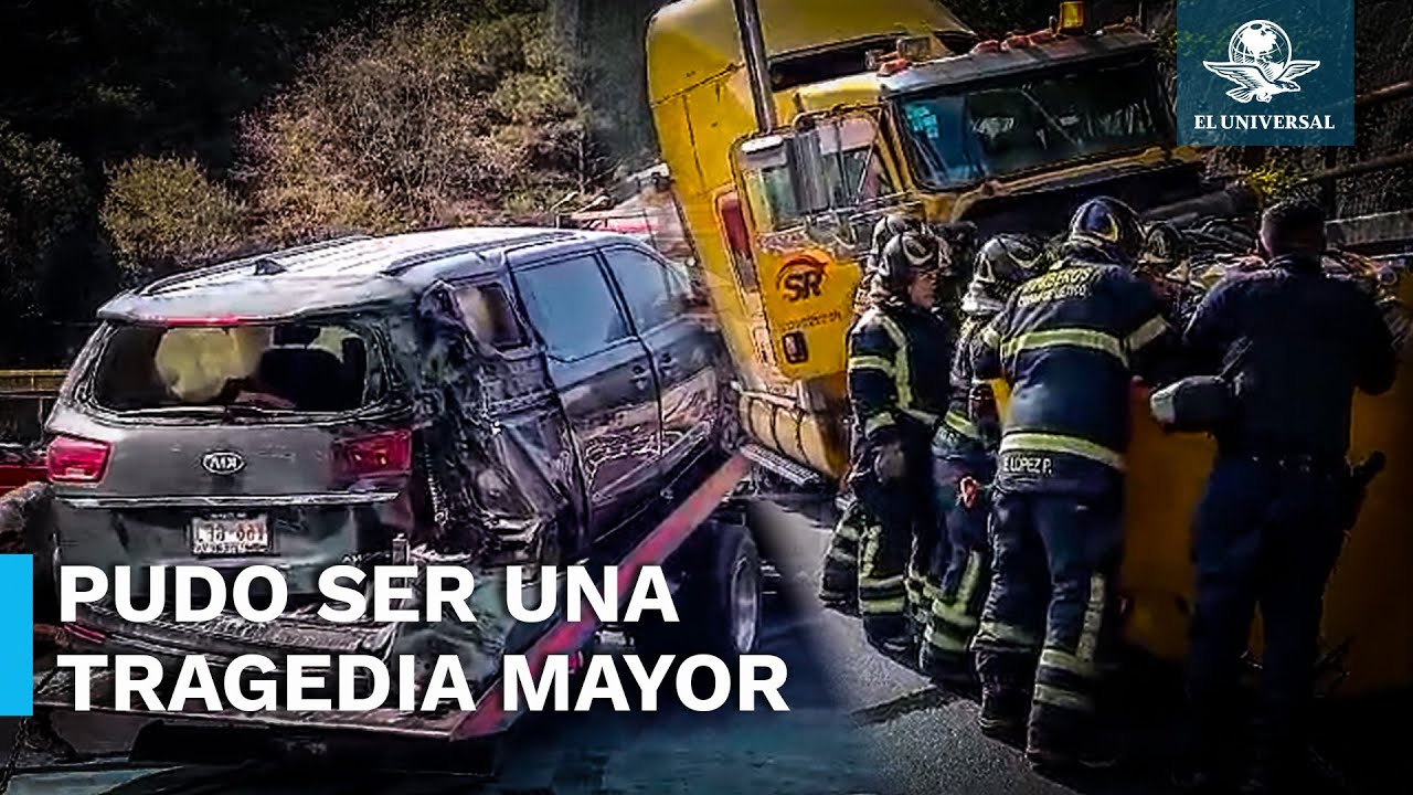 Impactante: Así embistió tráiler sin frenos a automóviles en caseta de la México-Toluca