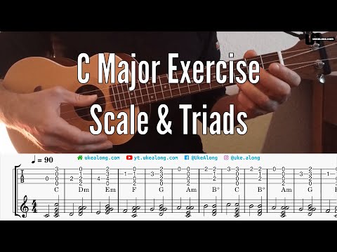 C Major Scale with Triad Chords - Ukulele Exercise with Tabs
