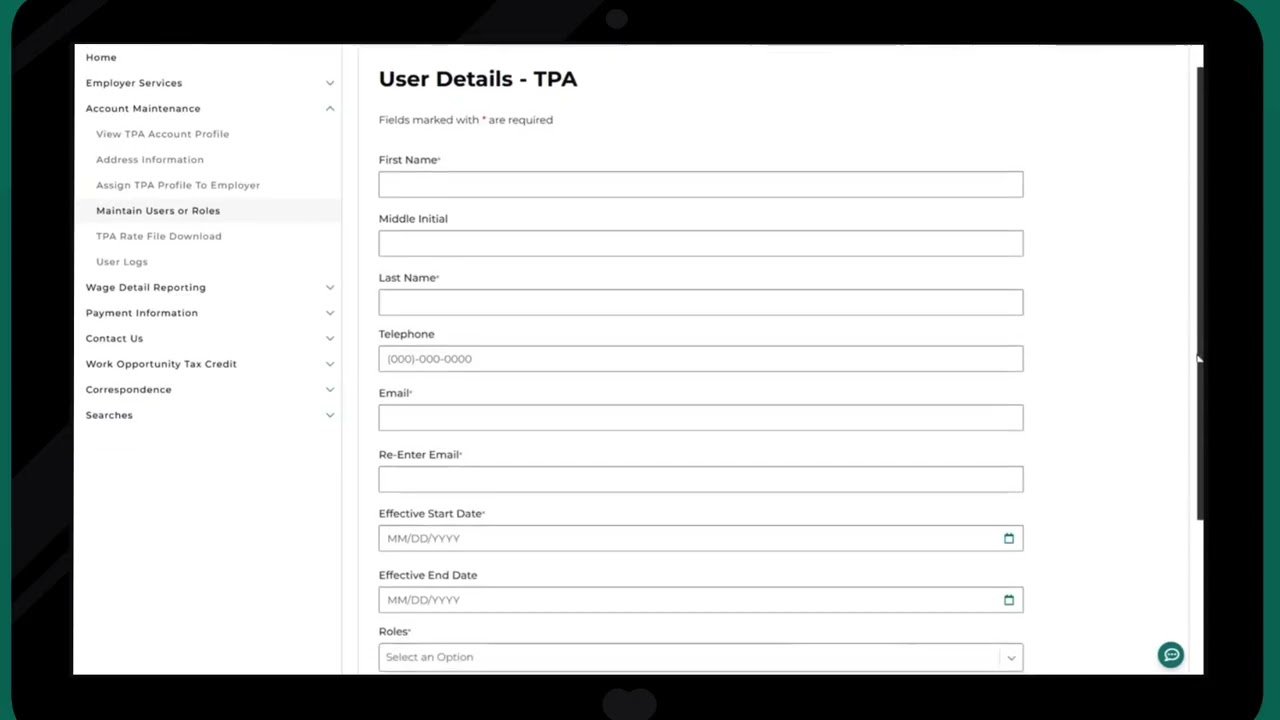 For Third-Party Administrators:  Add a New TPA User