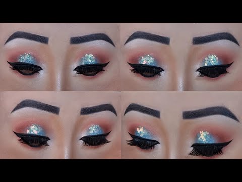 Chunky glitter eye makeup | glitter smokey eye makeup tutorial | party eye makeup