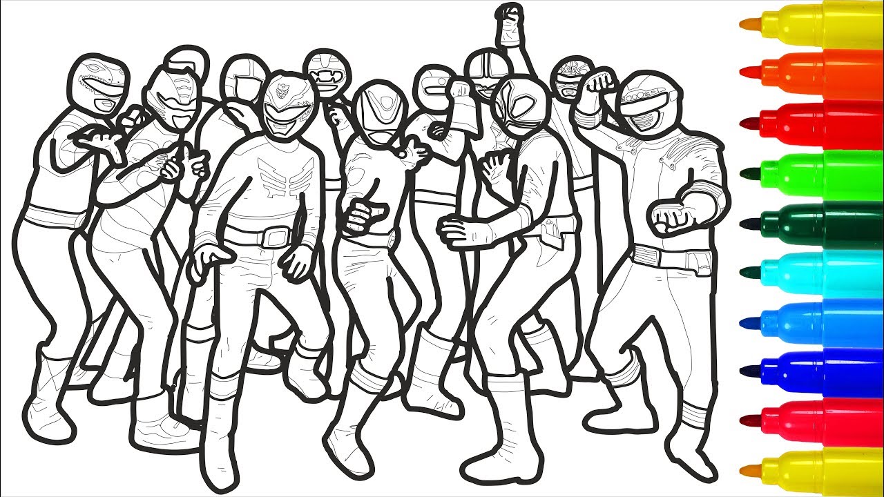 POWER RANGERS BROTHERS Coloring Pages | Colouring Pages for Kids with Colored Markers