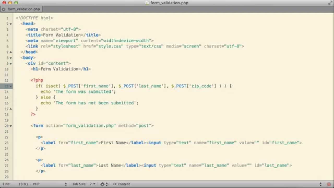 PHP16.1 Example: Form Validation