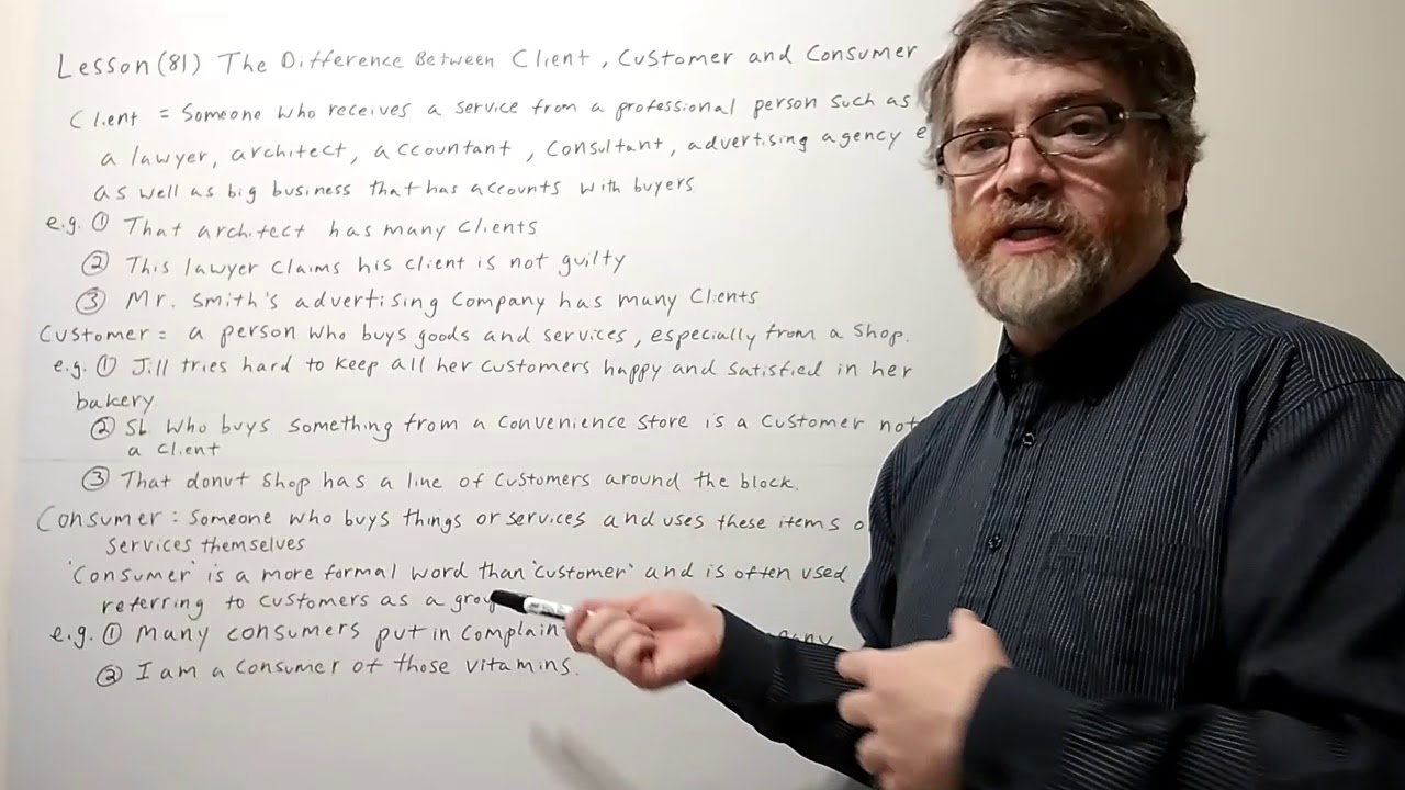 Tutor Nick P Lesson (81) The Difference Between Client , Customer and Consumer