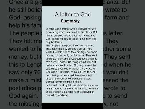 A letter to God class 10 | a letter to God class 10 summary #class10