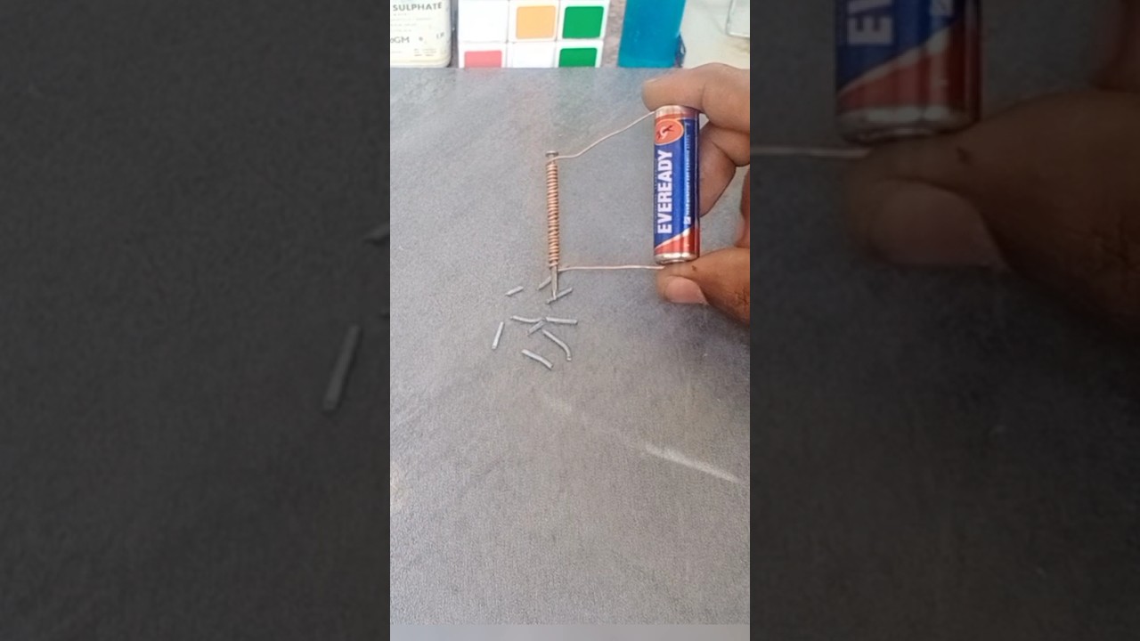 How To Make an electromagnet 🧲⚡🔩।। #science #ytshorts #experiment #shorts