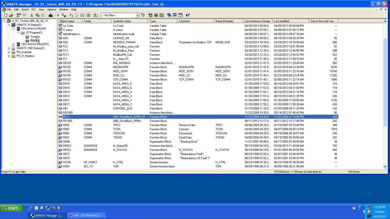 Creating Code Source for a Function Block using Siemens Step 7