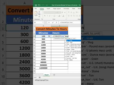 How To Convert Minutes To Hours In Excel #excel #short