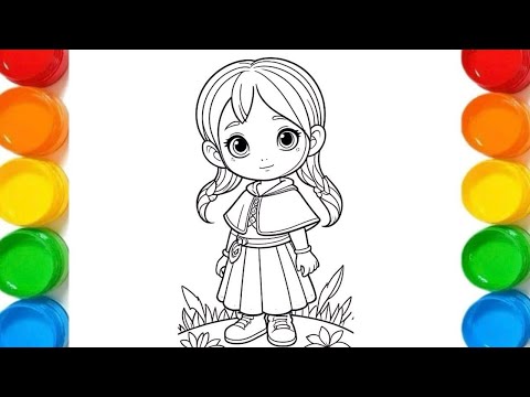 Cute Disney Princess Barbie Doll Drawing & Coloring for Kids|Easy Step by Step Drawing|kids Art