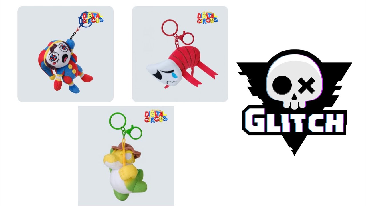 Glitch, amazing digital circus ￼Pomni Gangle and Gummigoo keychain plushy’s