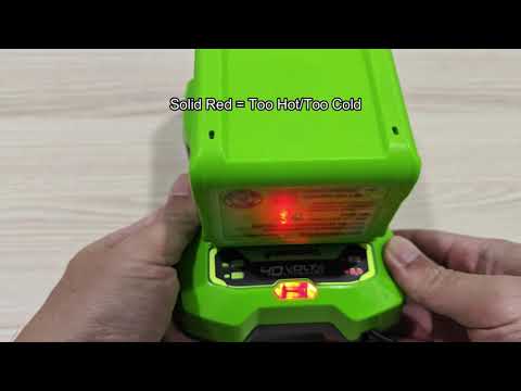 Meanings of Greenworks 40v Battery Charger Light (Blinking Red, Solid Red, Blinking Green, etc)