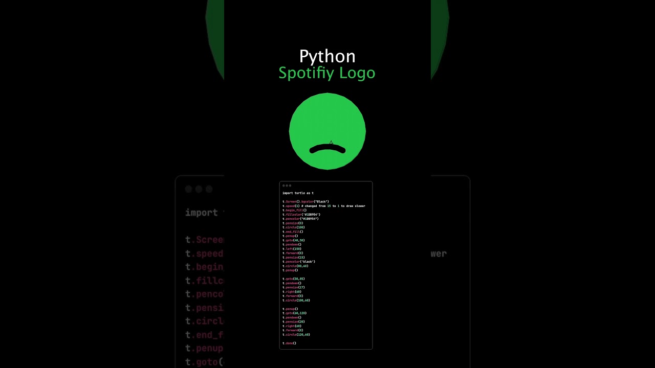 Design Your Own Spotify Logo with Python's Turtle Graphics!  #code #python #coding #spotify