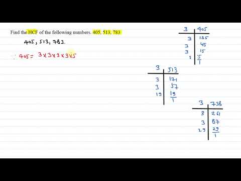 Find the HCF of the following numbers.405, 513, 783