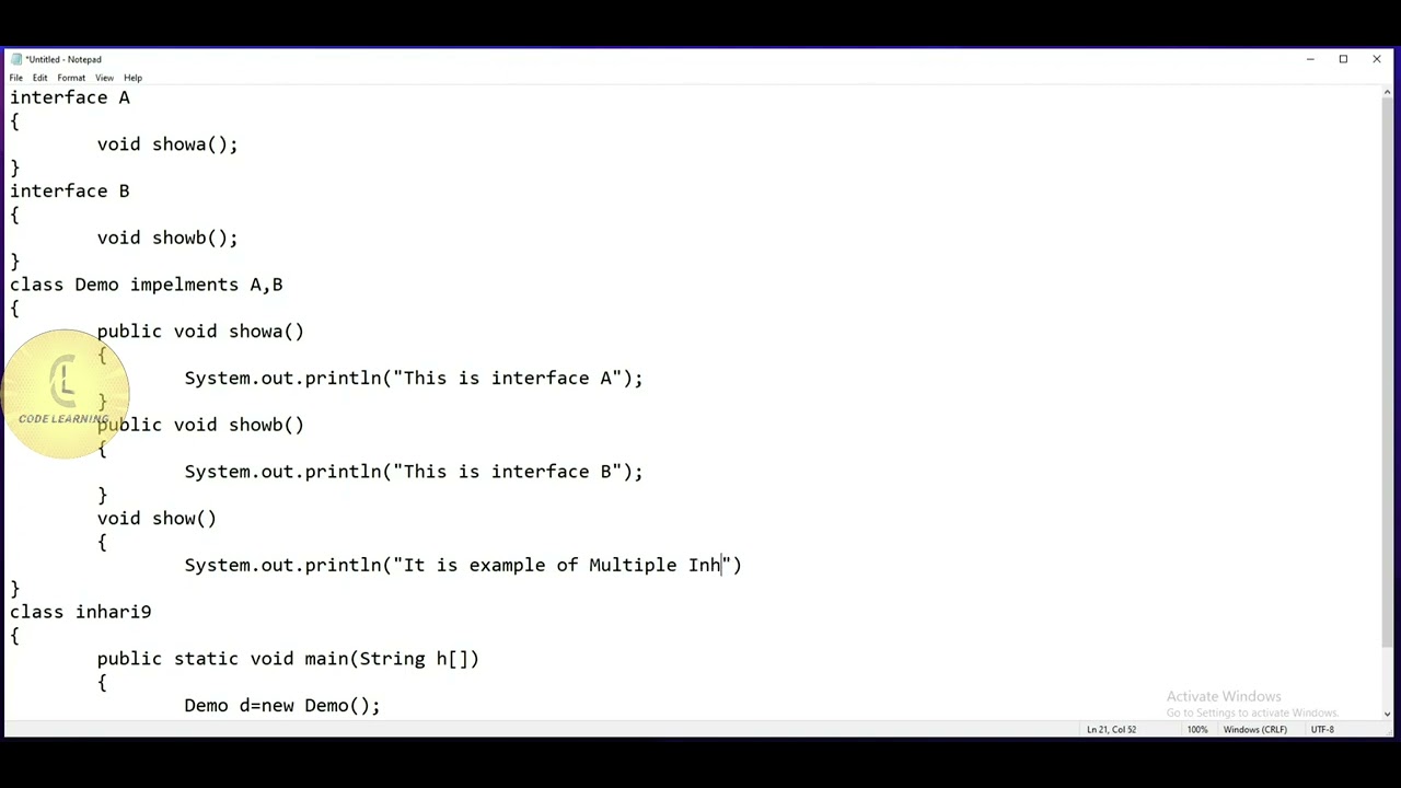 Java | interface 'Multiple Inheritance' | CodeLearning