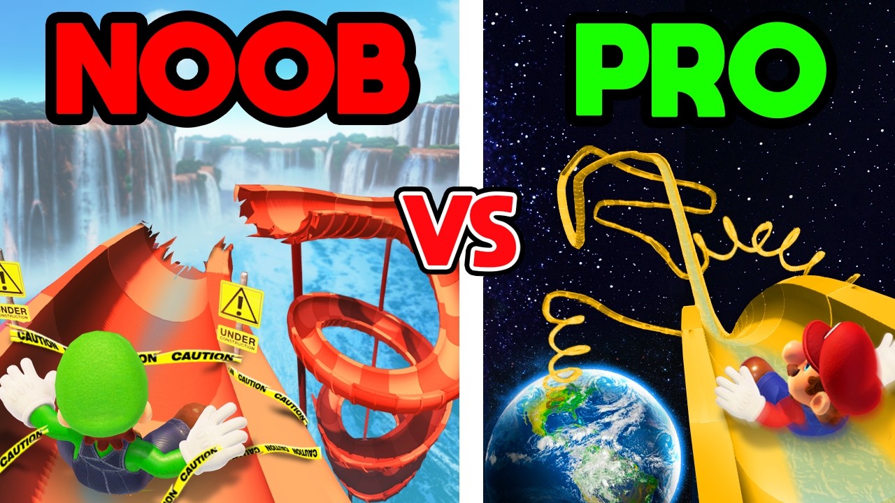 NOOB vs PRO: WATERSLIDES in Mario Odyssey!