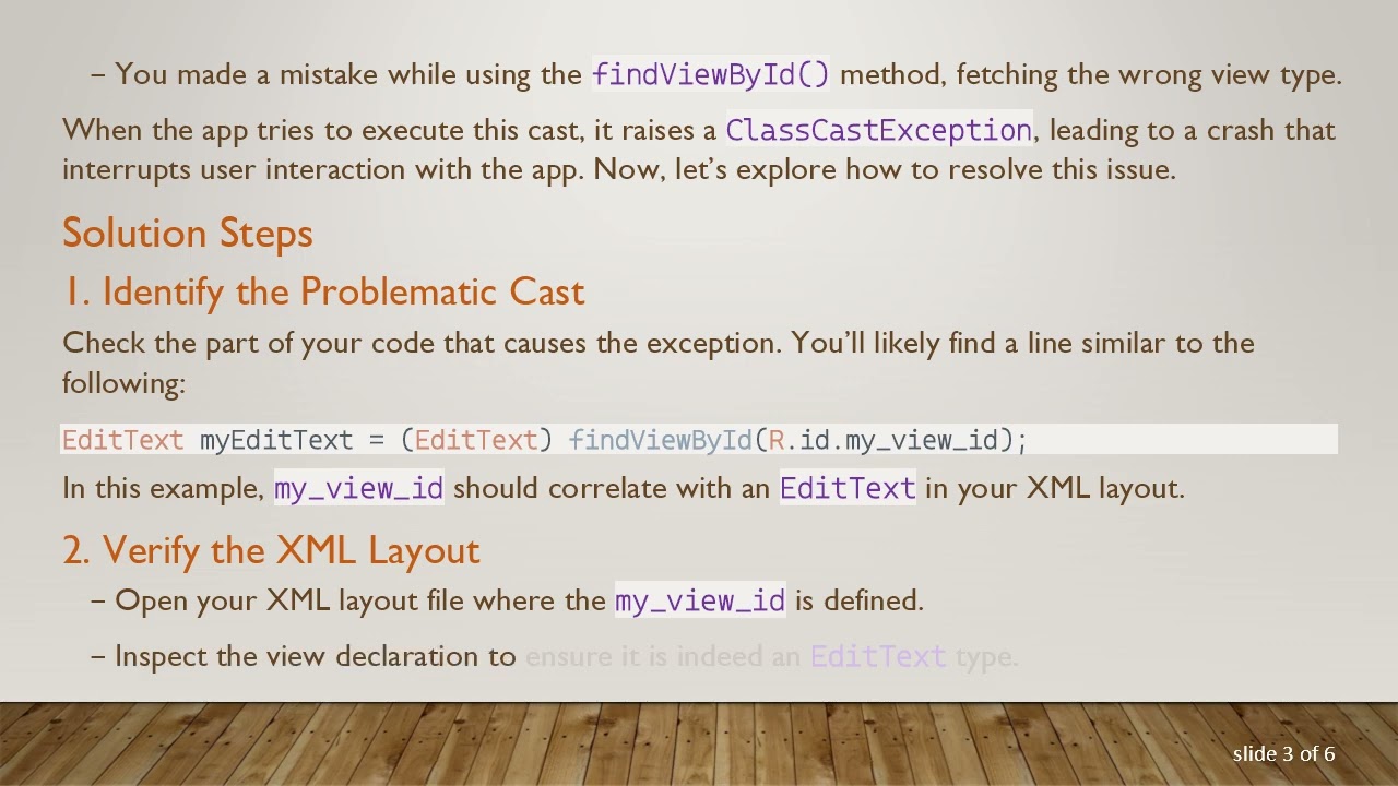 How to Resolve the java.lang.ClassCastException Error in Android Studio