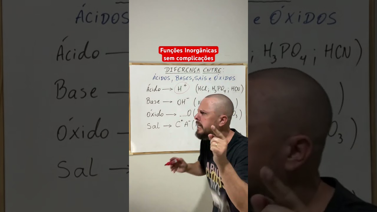 Diferença entre Ácidos, Bases, Sais e Óxidos. Funções inorgânicas. #química #vestibular #enem