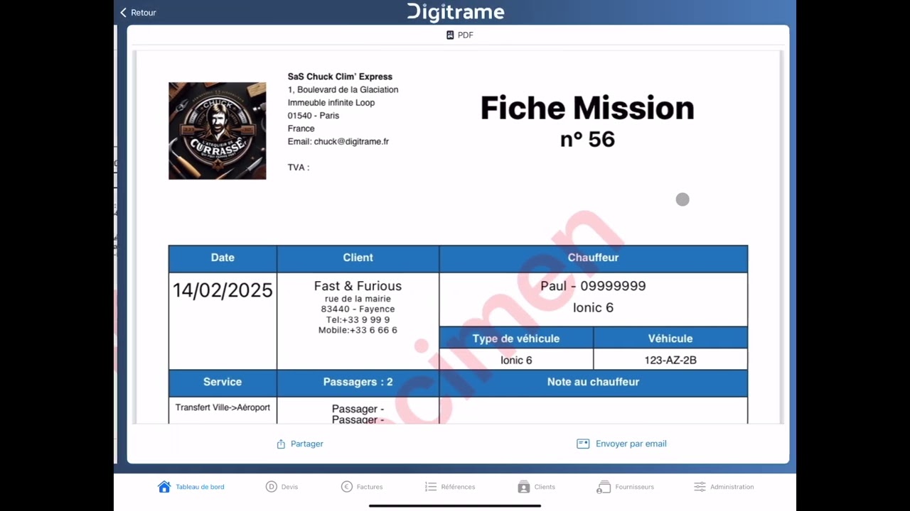 Créer une fiche mission à partir du Module VTC
