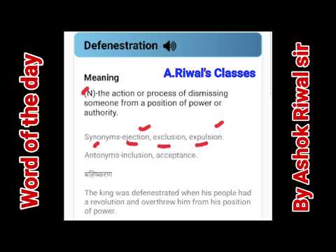 Defenestration// Vocabulary//Meaning and Pronunciation//Word of the day//Ashok Riwal sir