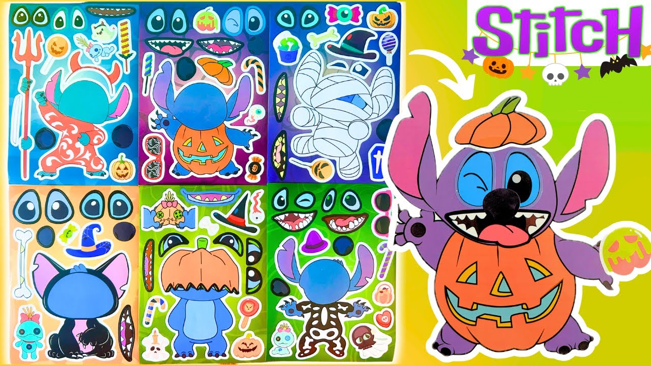Disney STITCH Halloween Costume DIY Make a Face Stickers Activity #stitchmovie