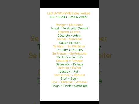 Les synonymes des verbes, the verbs synonymes